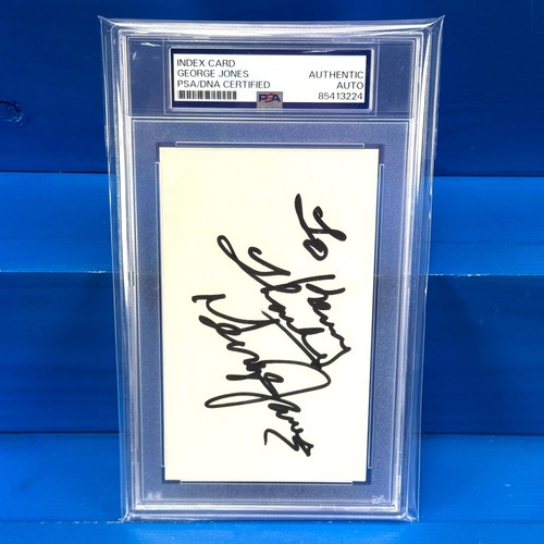 GEORGE JONES Autographed White Index Card PSA Slab JSA Country Music ...