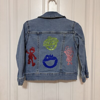 Custom Sesame Street Toddler Denim Jacket Size 3T | eBay