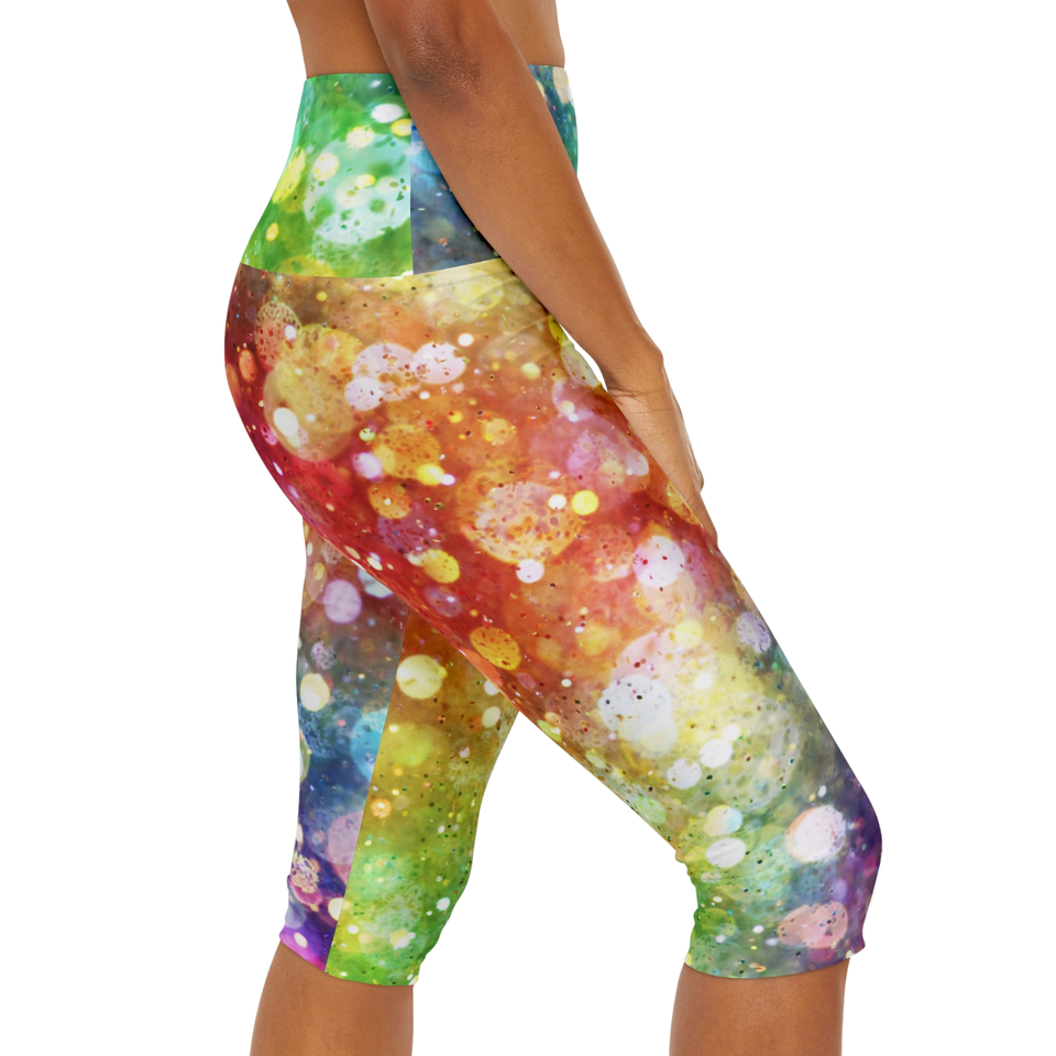 Rainbow Confetti Yoga Pants colorful capri shorts leggings pink yoga ...