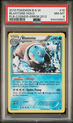 ERROR 2012 DATE PSA 8 NM-MT Blastoise 16/101 B&W Plasma Blast Holo ...