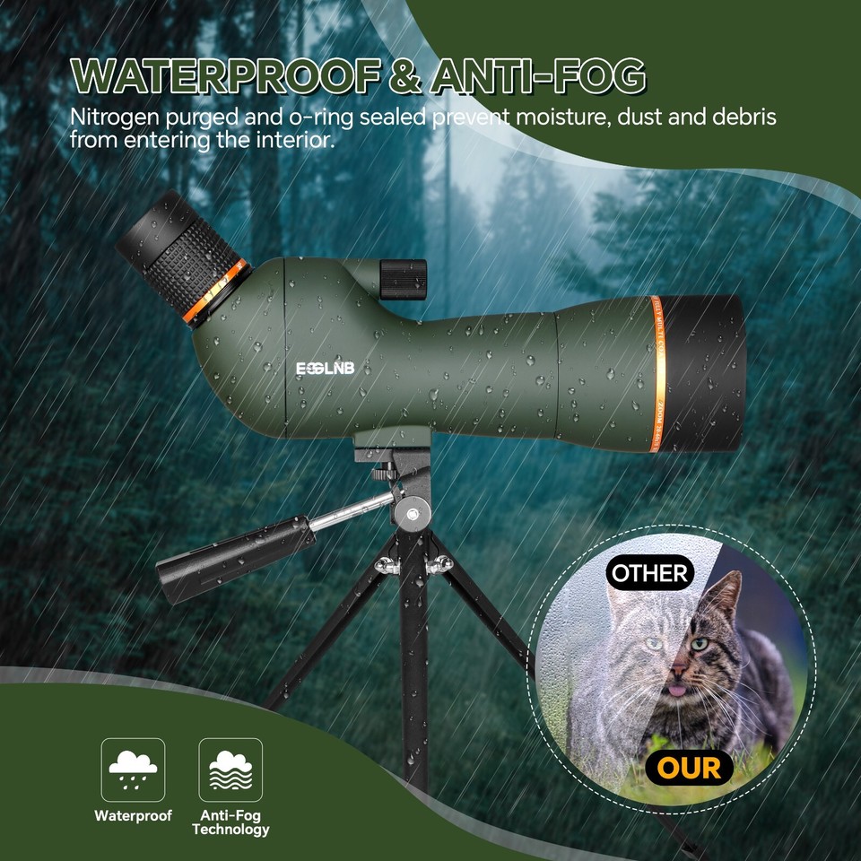 20-60X HD Spotting Scope 70mm FMC Lens BAK4 Prism Wide FOV Bird ...