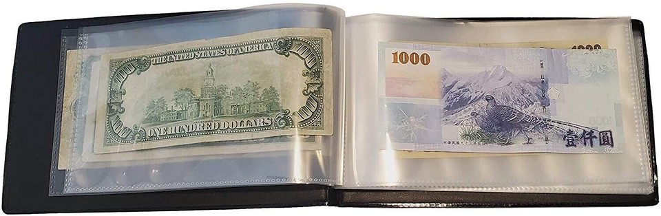 40 Sheets Currency Page Paper Money Album Banknote Storage Collection ...