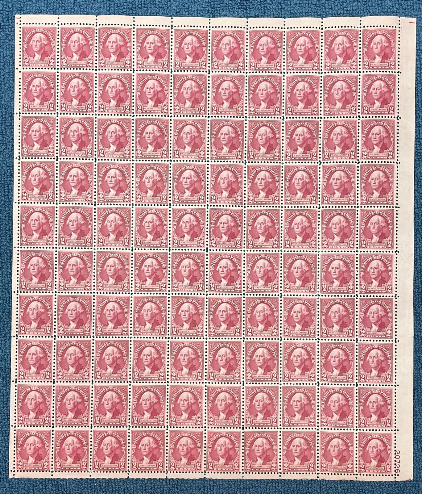Scott #634, 2c George Washington, Mint Sheet of 100, Plate #20726, MNH ...