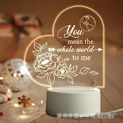 Valentine’s Day Gift 3D Lamp USB Acrylic Lights Romantic Love Gift | eBay