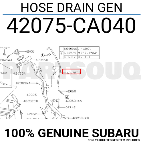 42075CA040 Genuine Subaru HOSE DRAIN GEN 42075-CA040 | eBay