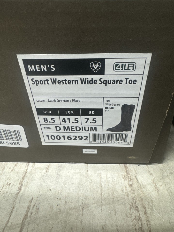PICK SIZE - Ariat 10016292 Men's Black Sport Western Wide Square Boots ...