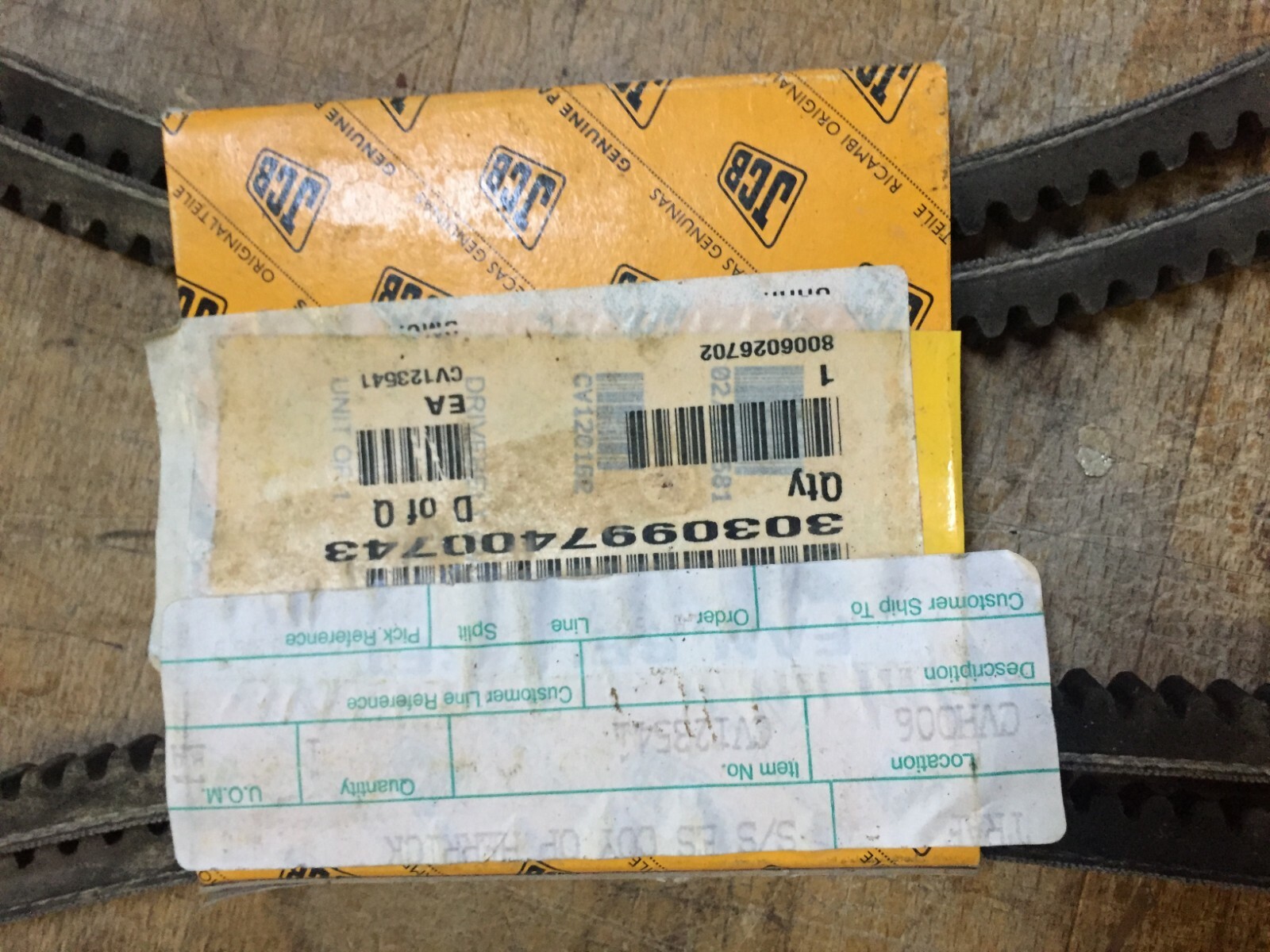 Fits JCB industrial Matched pair of drive belts 02/101581 Backhoe ...