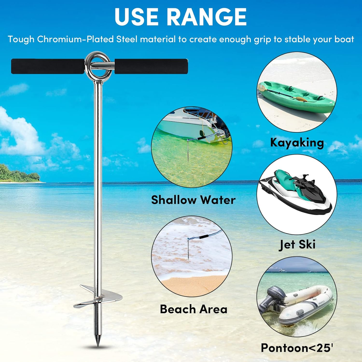 Boat Beach Anchor 36 Inch Sand Anchor For Boats - 316 Stainless Steel ...