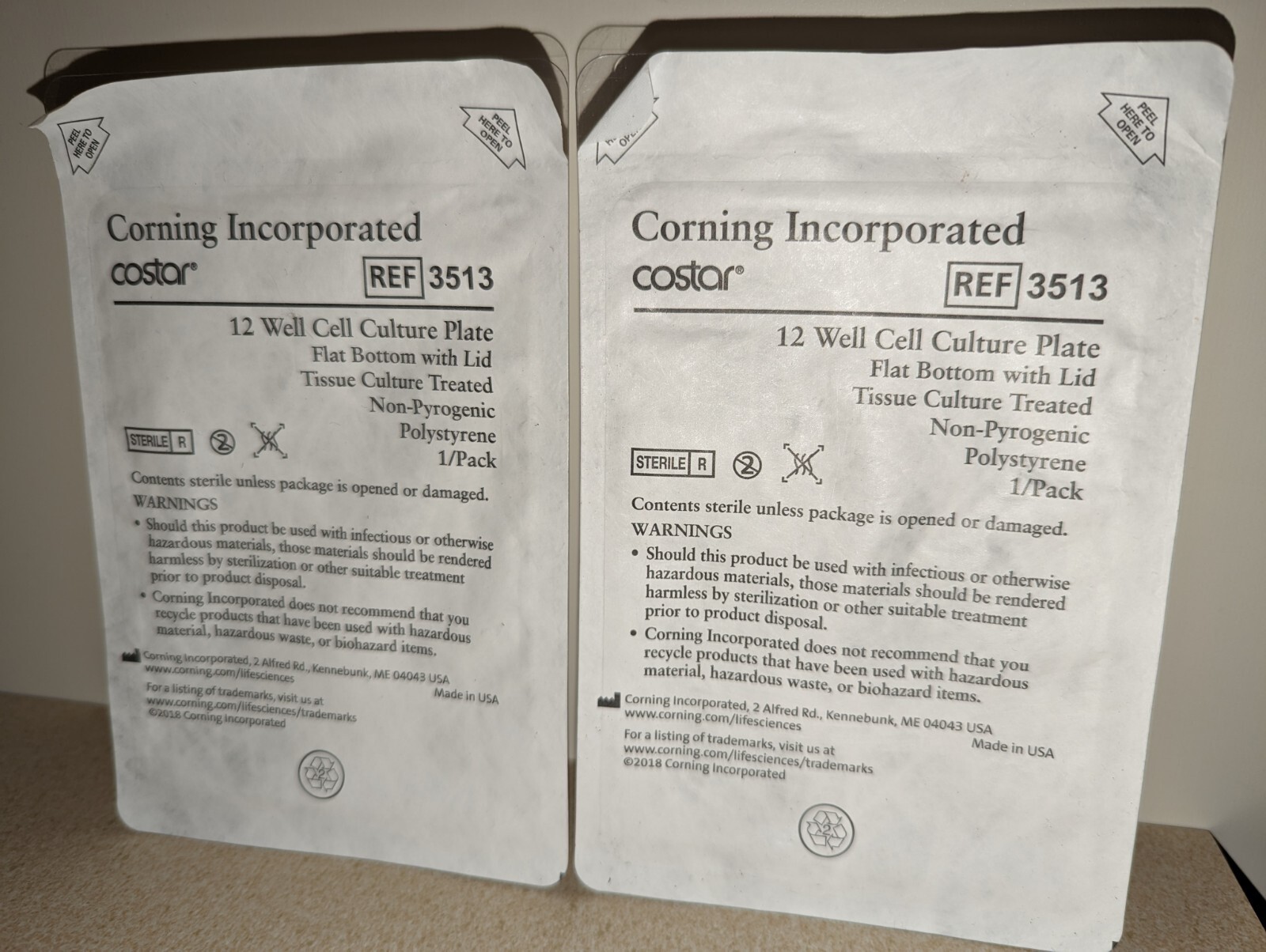 CORNING COSTAR 12 WELL CELL CULTURE PLATES FLAT 3513 TISSUE TREATED 2 ...