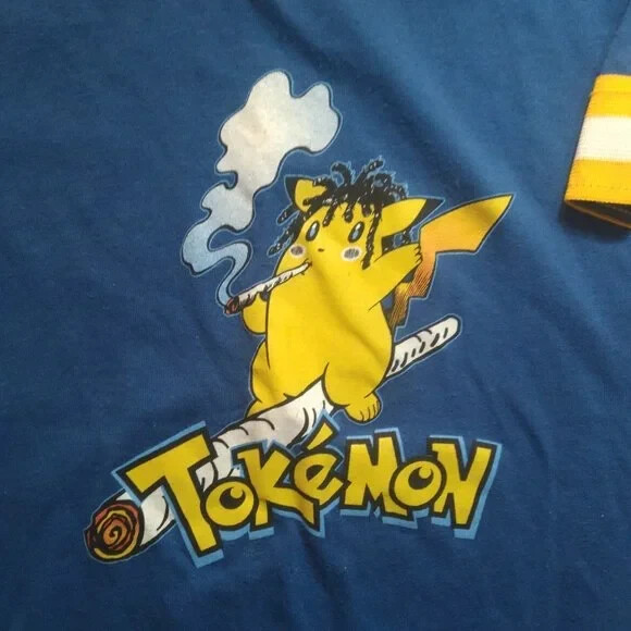 Vintage Pokemon Tokemon Parody Pikachu Weed Stoner T-Shirt | eBay