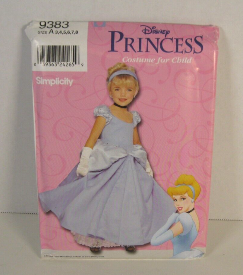 Simplicity 9383 Pattern Disney Princess Cinderella Costumes Child Size ...
