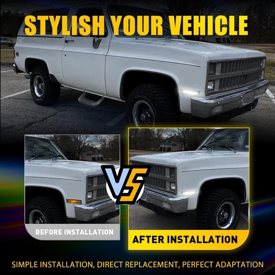 2PCS LED Front Side Marker Light For Chevrolet C10 C20 C30 K10 K20 K30 ...