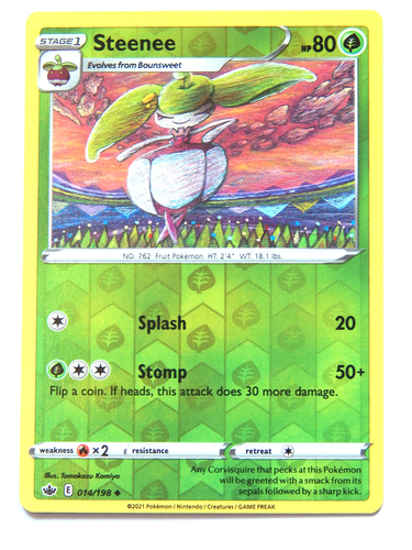 Steenee 014/198 (NM, Pokemon Card, Chilling Reign, 2021, Grass, Reverse ...