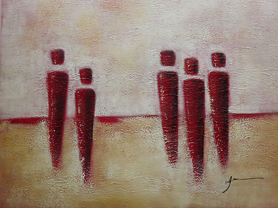 abstract red orange people large oil painting canvas original modern ...