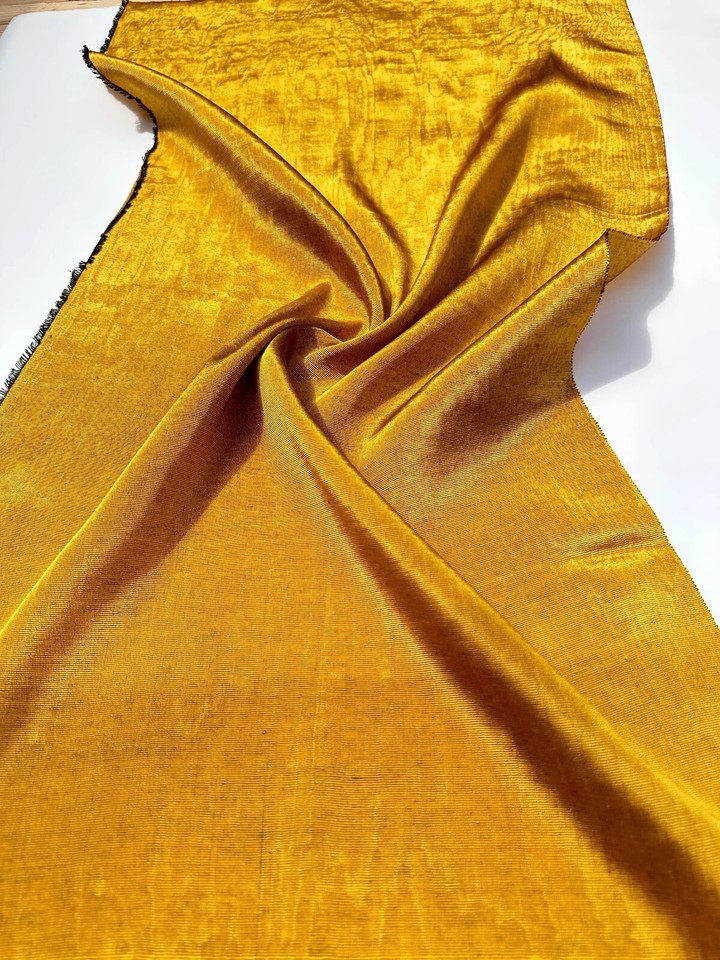 Warm Gold Silk Moire Fabric By 2 Meters, Watermark Patterned, Silk ...