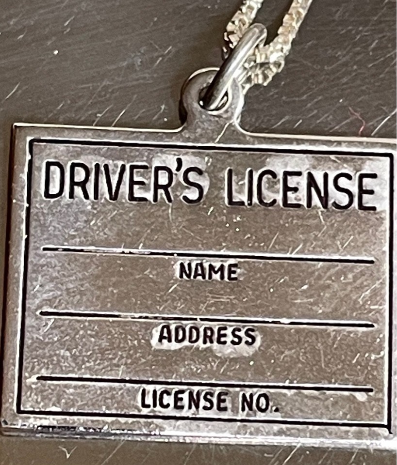 925 STERLING SILVER DRIVER'S LICENSE PENDANT NECKLACE - Gem