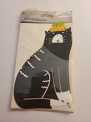 Vintage 8 NEW Gibson Cat Feline Greetings Card Party Card Invitations ...