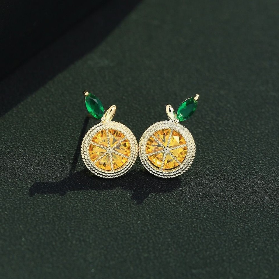 Sparkle Ear Studs Cute Fruit Stud Earrings Fresh Lemon Earrings Girls | eBay Australia