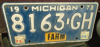 Vintage Michigan 1973 1974 1975 License Plate 8163-GH Blue & White | eBay