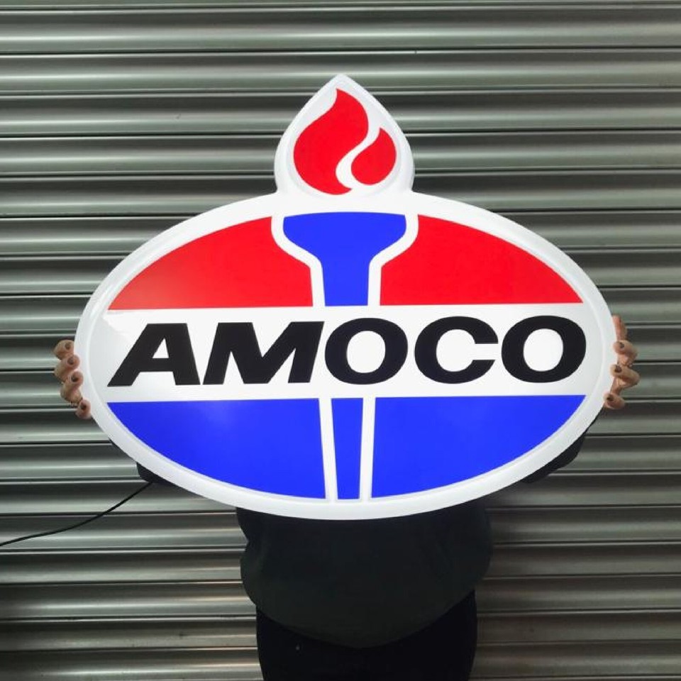 AMOCO 3D LED LIGHT BOX SIGN GARAGE PETROL ADVERTISING GASOLINE GAS ...