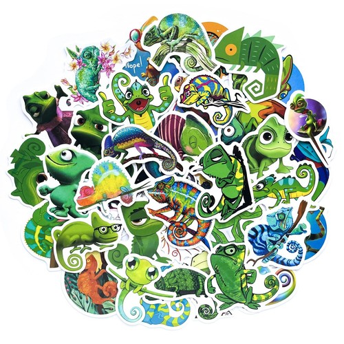 50Pcs Cute Green Chameleon Lizard Stickers - Waterproof Vinyl Reptile ...
