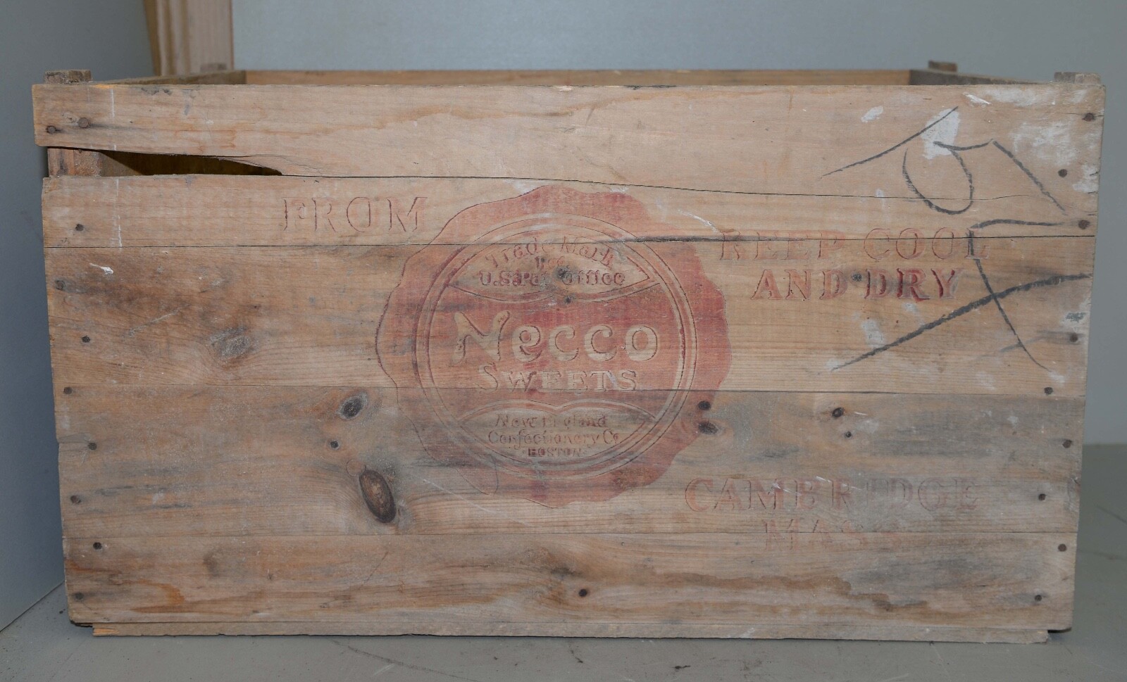 Big antique Necco Wafer wood advertising box 1900's collectible ...