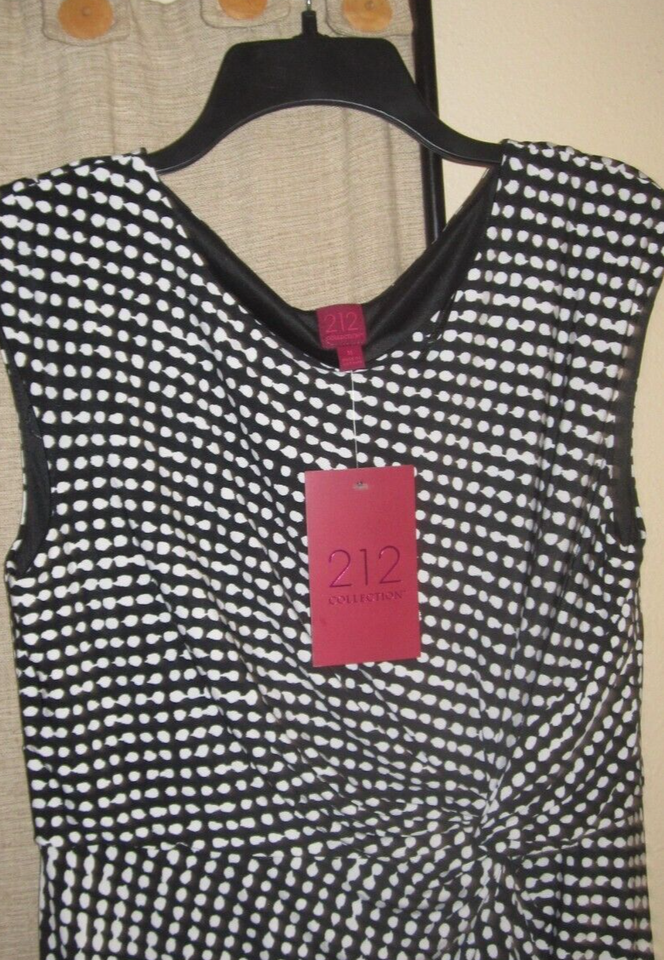 M Medium 10 dress 212 Collection knot look front black white dot New | eBay