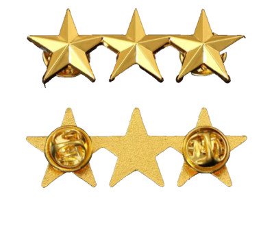 pair of US Army Officer 3 Stars General Rank Badges Pin | eBay