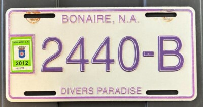 Bonaire 2012 DIVERS PARADISE License Plate # 2440-B | eBay