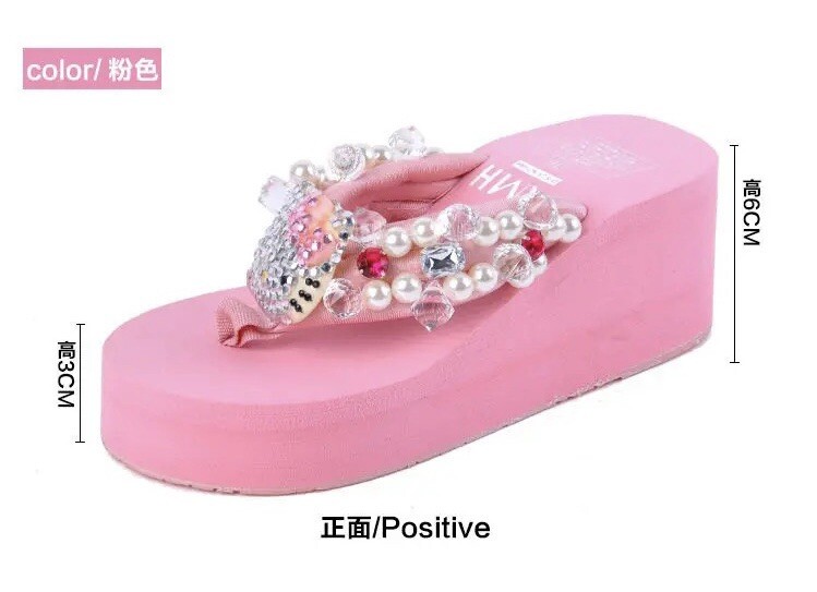 Hello Kitty Flip Flops Women Platform Shoes Summer Fashion High Heels ...