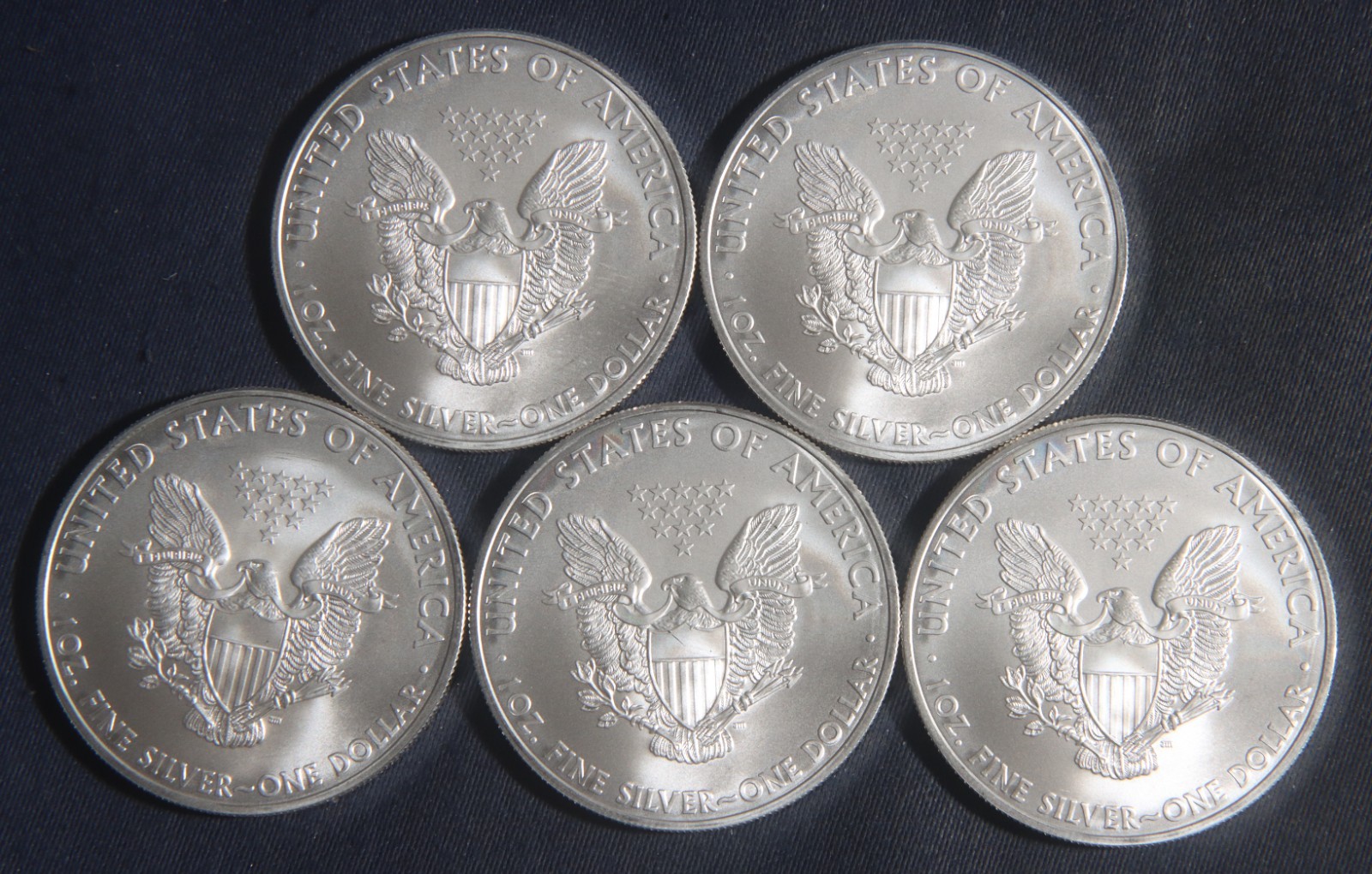 FIVE (5) 2008 SILVER AMERICAN EAGLES 1 OZ BULLION COINS LOT 060950 | eBay