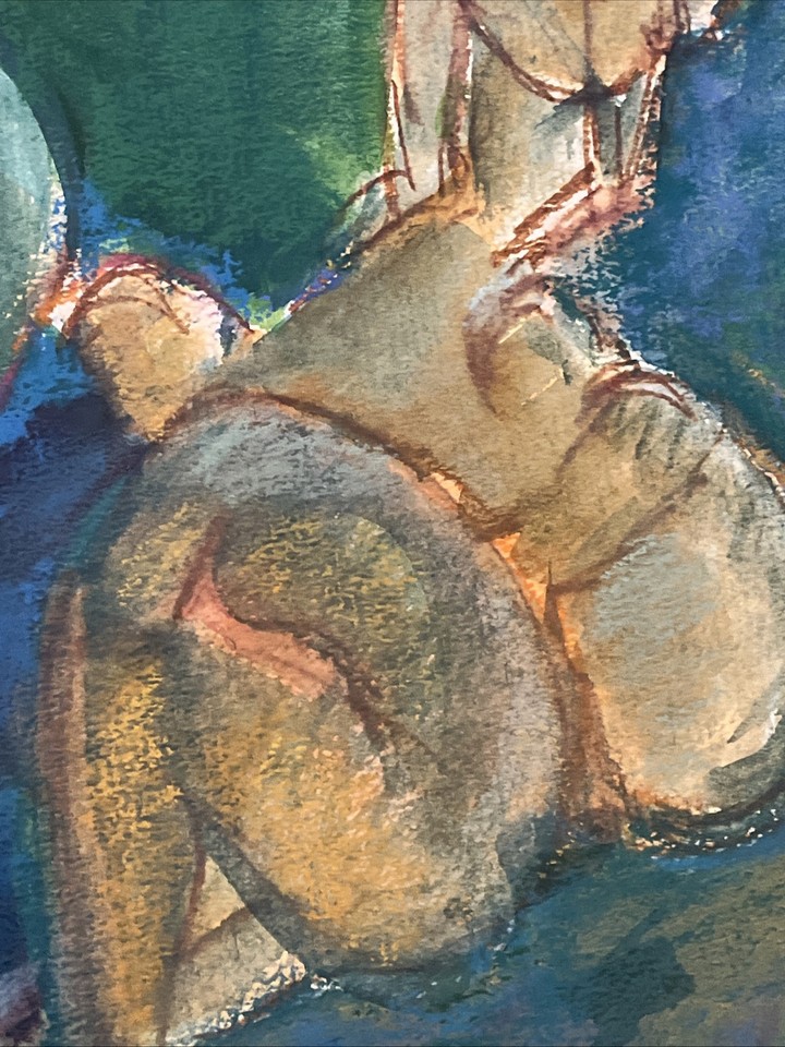 Vintage Jean Boxer-Hammer (1927-2022) Watercolor Painting Group Seated ...