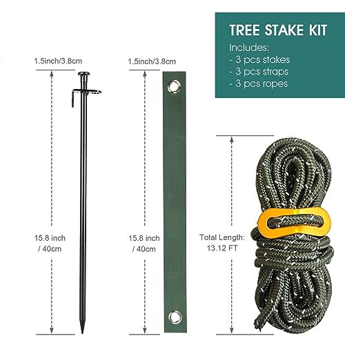 Tree Stake Kit 15.8 Inch Heavy Duty Steel Tree Stakes and Supports Kit ...