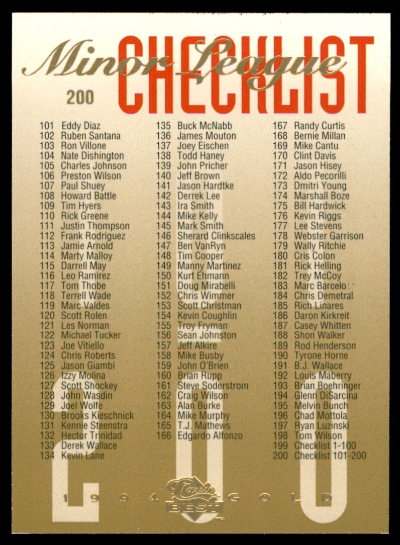 1994 Classic Best Gold Rookie Express Scott Christman Sarasota White ...