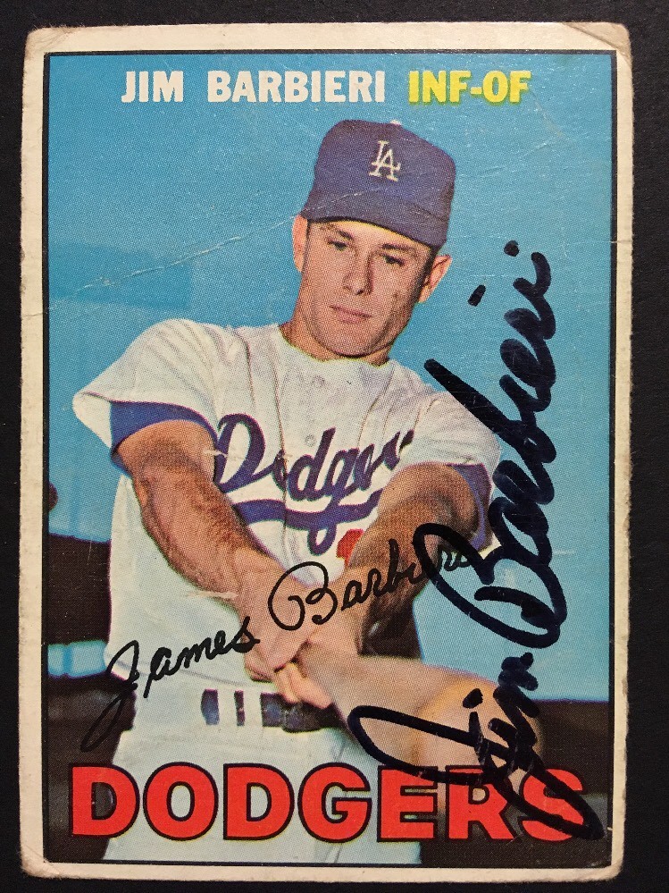 Jim Barbieri Dodgers Signed 1967 Topps Baseball Card #76 Auto Autograph ...