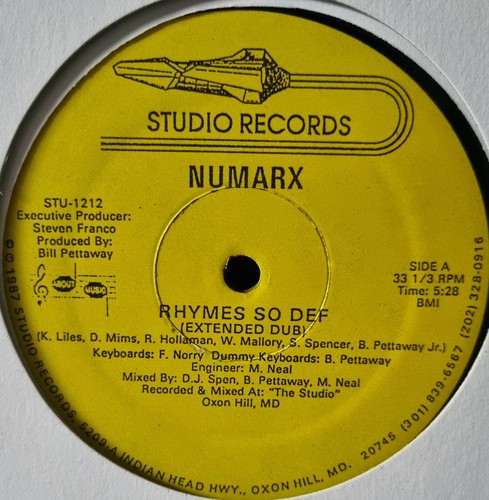 Numarx – Rhymes So Def (Studio Records) 1987 Old Skool Hip-Hop Import ...
