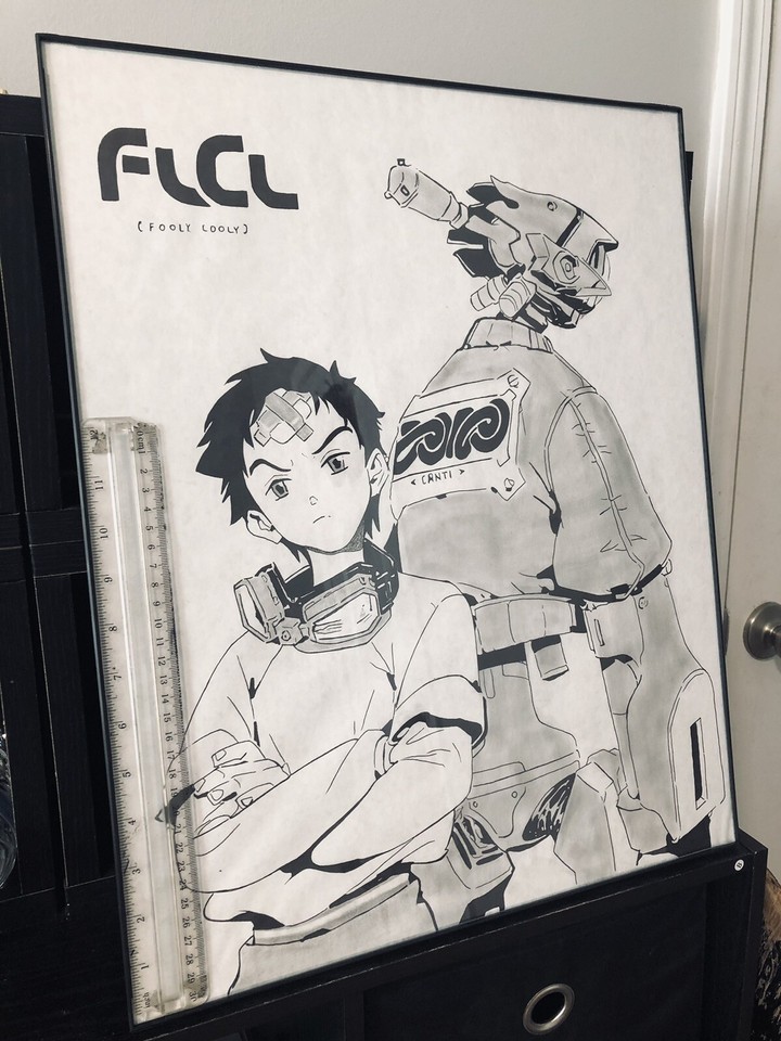 Fooly Cooly FLCL Anime Manga Hand-Drawn Poster Wall Art Drawing (16x20 ...