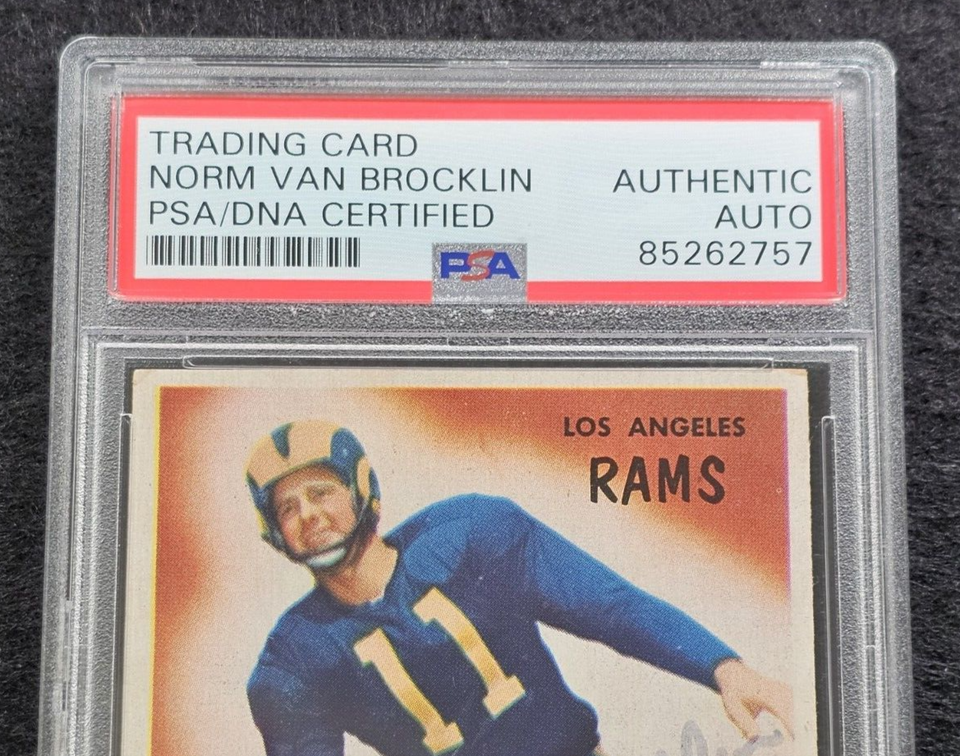 Rare 1955 NORM VAN BROCKLIN Signed Bowman Card-HOF-LOS ANGELES RAMS-PSA ...