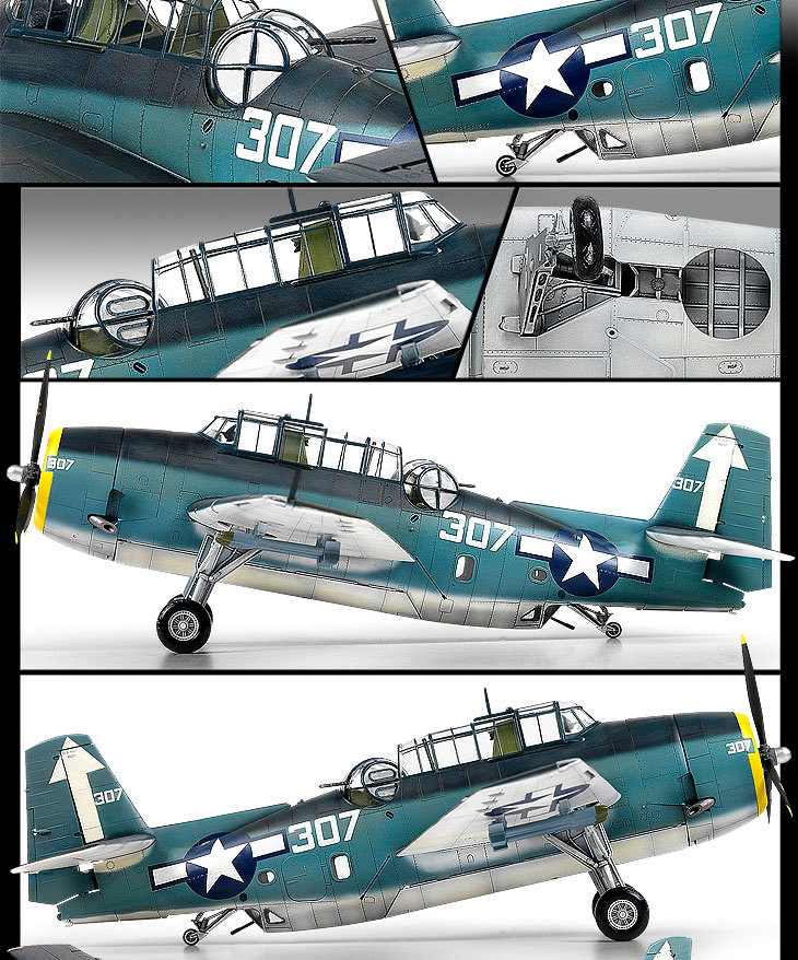 Academy 12285 1/48 TBM-3 "USS Bunker Hill" Airplane Model Building Kit ...