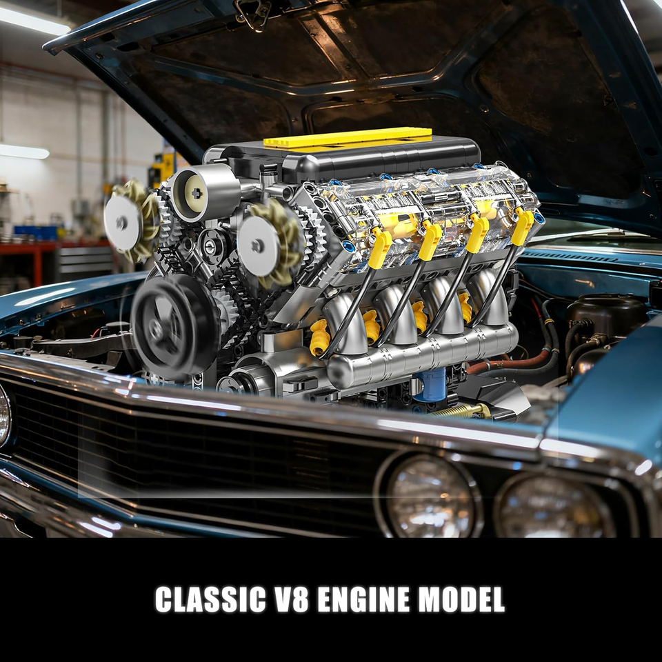 V8 Engine Model Building Kit That Runs - STEM Visible Mini V8 Engine ...