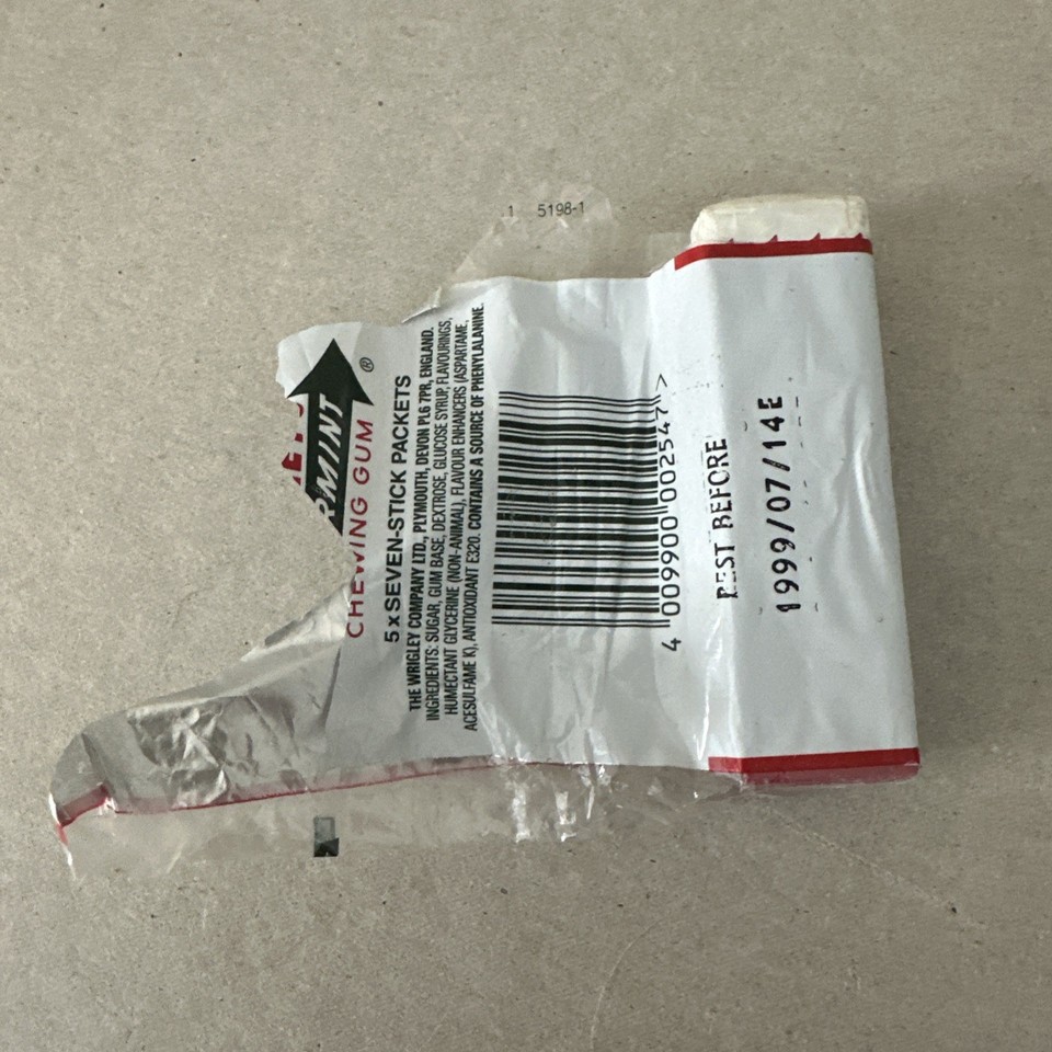 Vtg 1999 Pack One 7 Stick Pack Wrigley’s Spearmint Chewing Gum Sticks ...