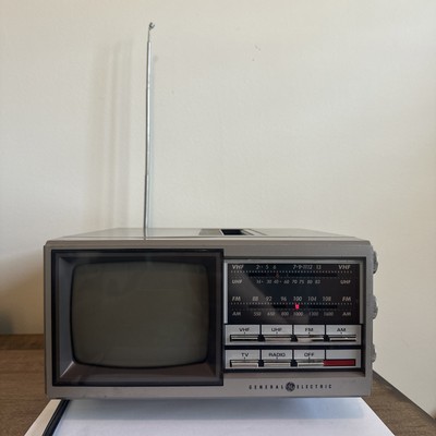 Vintage GE 7-7150B 1984 Television Portable CRT TV AM/FM Radio Works ...