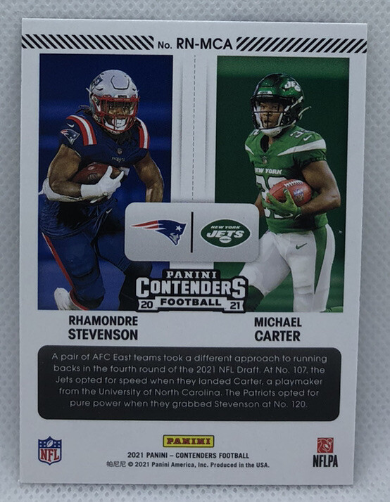 Michael Carter R. Stevenson 2021 Contenders Sapphire Round Numbers RC # ...