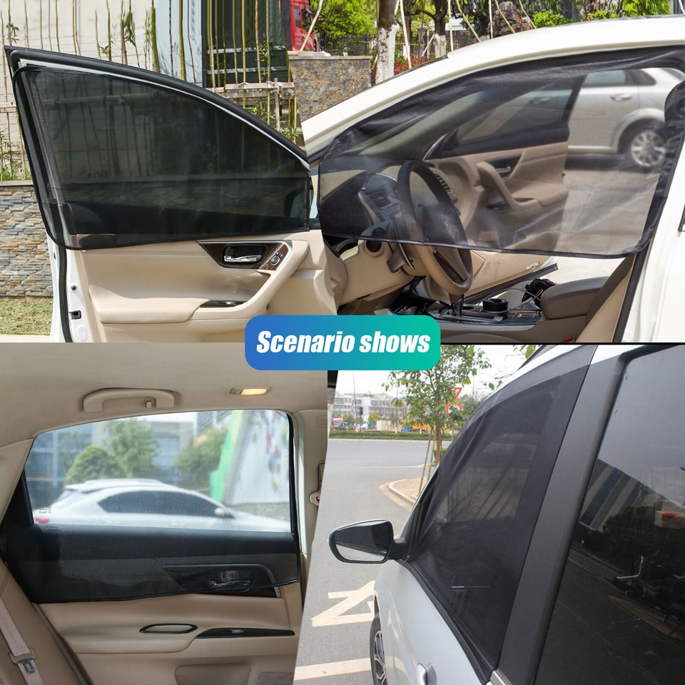 4x Magnetic Car Side Front Rear Window Sun Shade Cover Mesh Shield UV ...