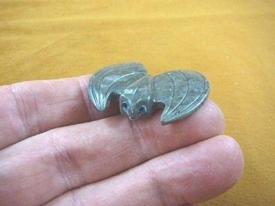 (Y-BAT-100) little gray BAT bats flying carving stone gemstone ...