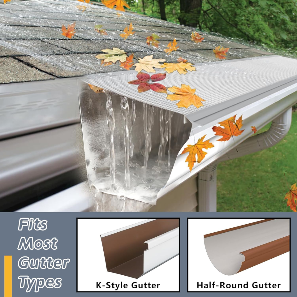 Stainless Steel Gutter Guard, 48Ft Gutter Cover, Micro-Mesh Leaf Gutter ...
