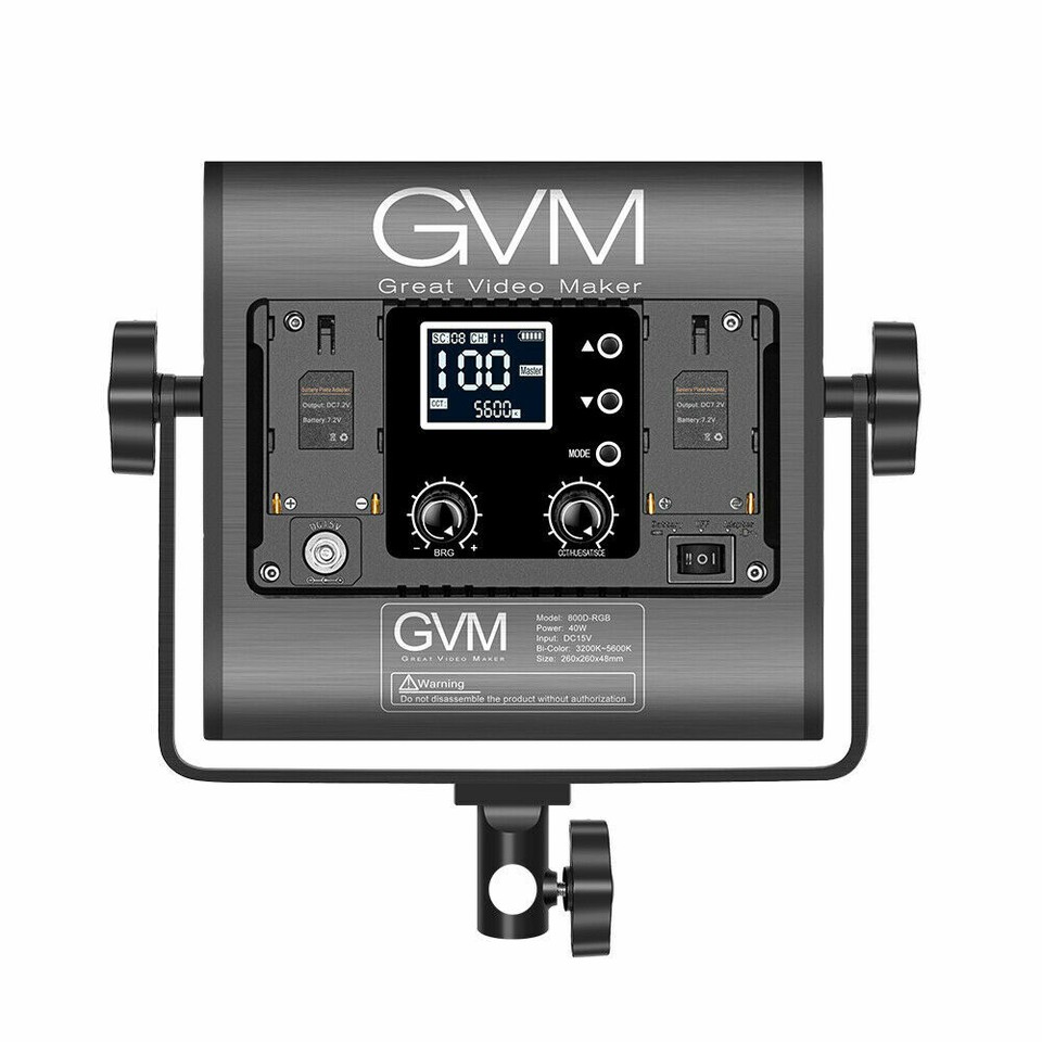 2 Pack GVM 800D-RGB Studio Video LED Photography Lighting Stand Kit APP ...