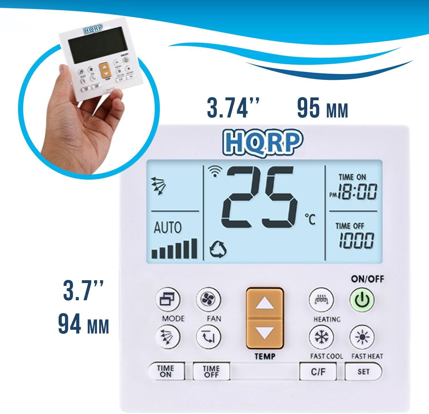 HQRP Universal A/C LCD Display Remote Control With Bracket for Air ...