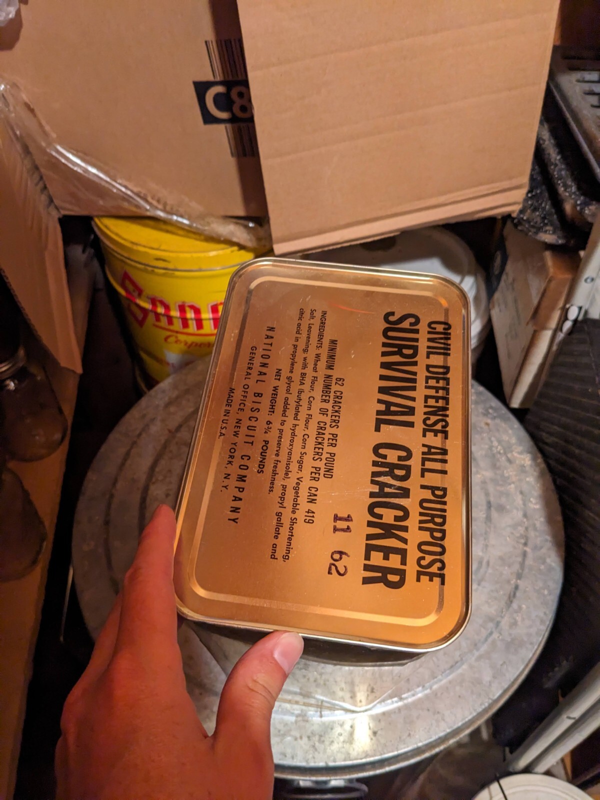 Civil Defense All Purpose Survival Cracker Sealed Tin 6.75 lbs 1962 ...