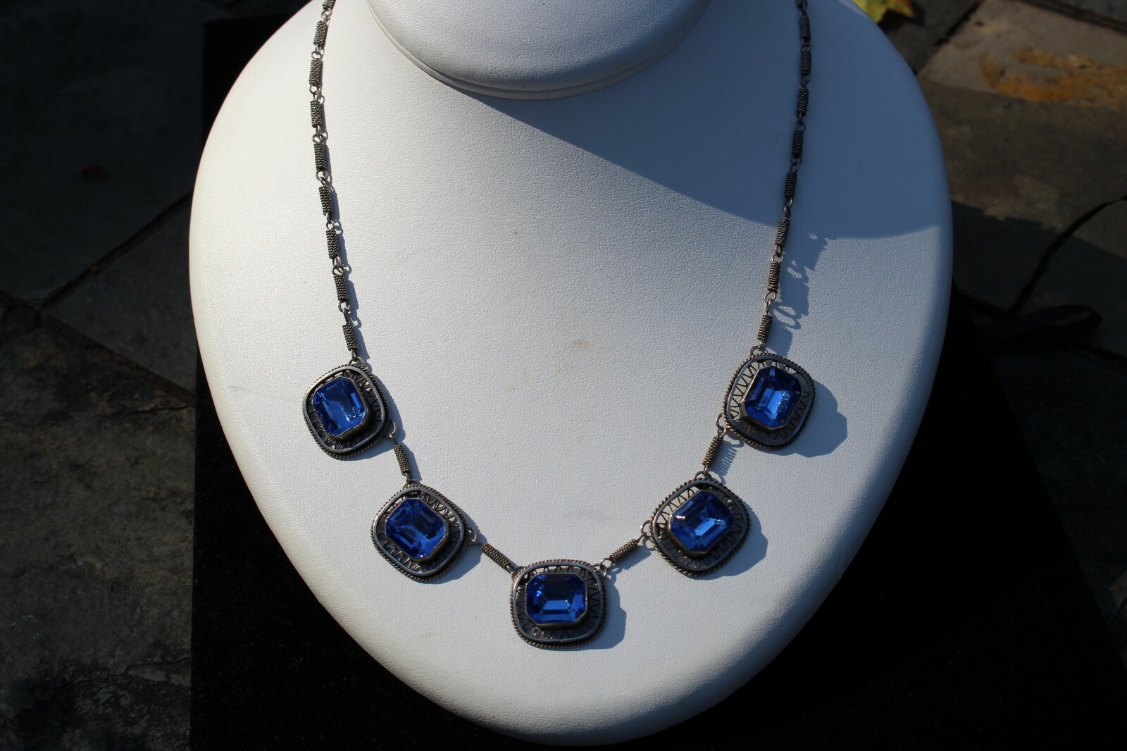 Vintage Israeli blue stone 950 sterling silver 19 in… - Gem